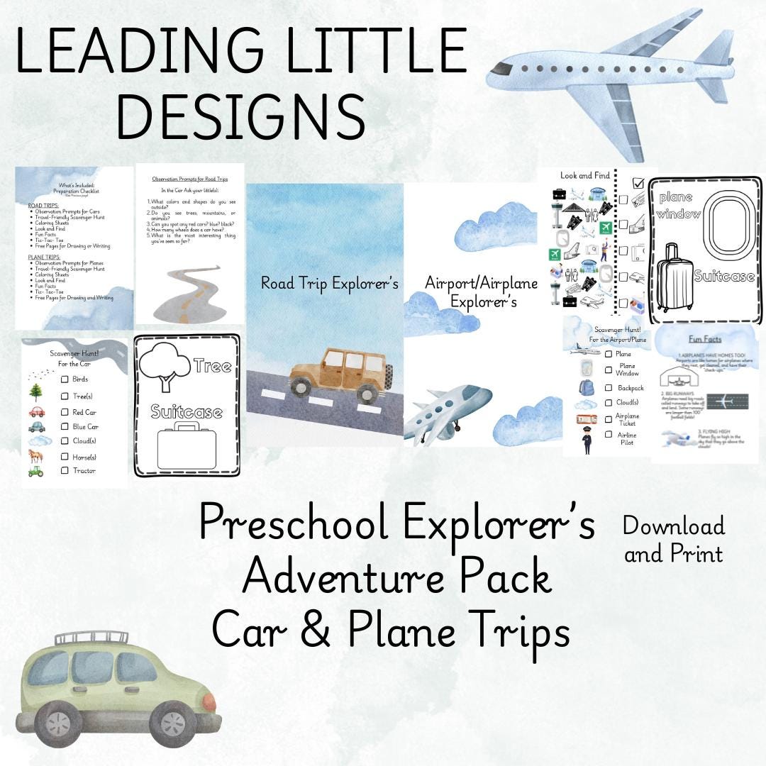 Printable Preschool Travel Activity Pack for Car and Plane Travel - Etsy