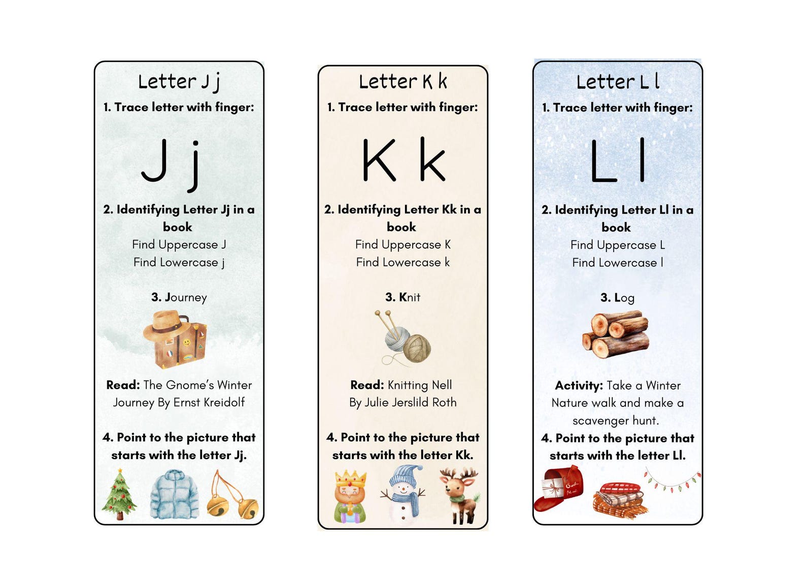 A-Z Preschool Letter Recognition Winter Theme Bookmark - Etsy