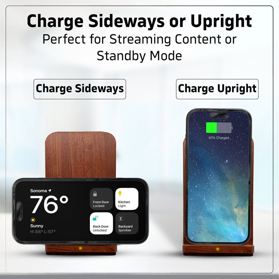 Natural Wood Wireless Charging Stand for Apple Iphone, Samsung Galaxy ...