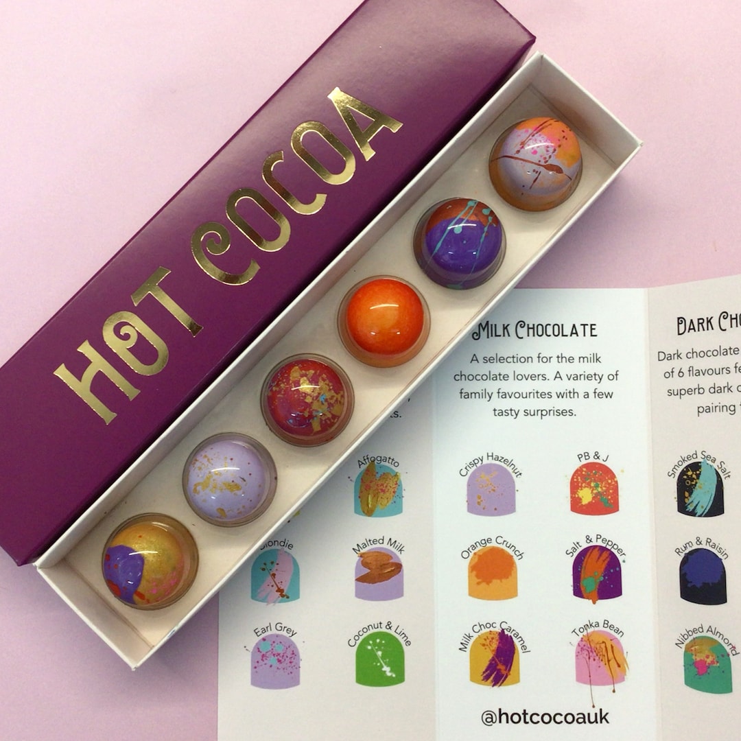 Hand Painted Chocolate Bonbons Box of 6 Chocolates - Etsy
