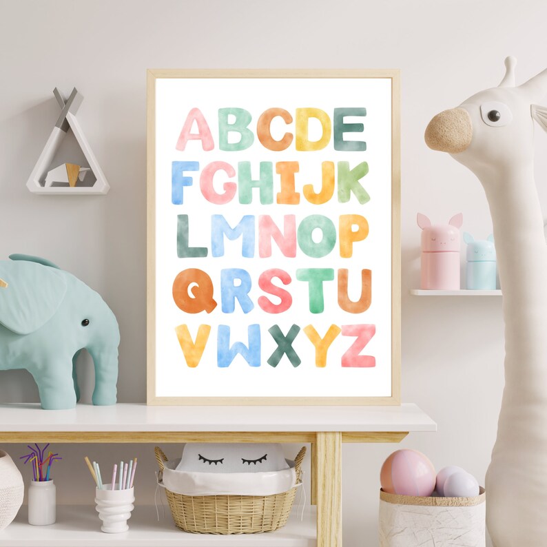 Watercolor Alphabets Poster,alphabet Printable Poster, Toddler Room ...