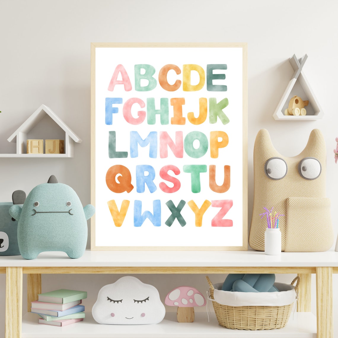 Watercolor Alphabets Poster,alphabet Printable Poster, Toddler Room ...