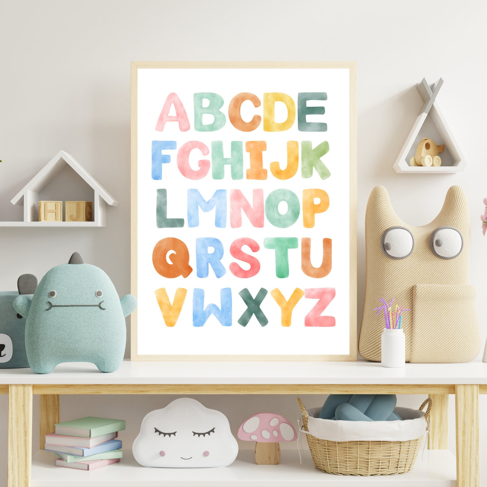 Watercolor Alphabets Poster,alphabet Printable Poster, Toddler Room ...