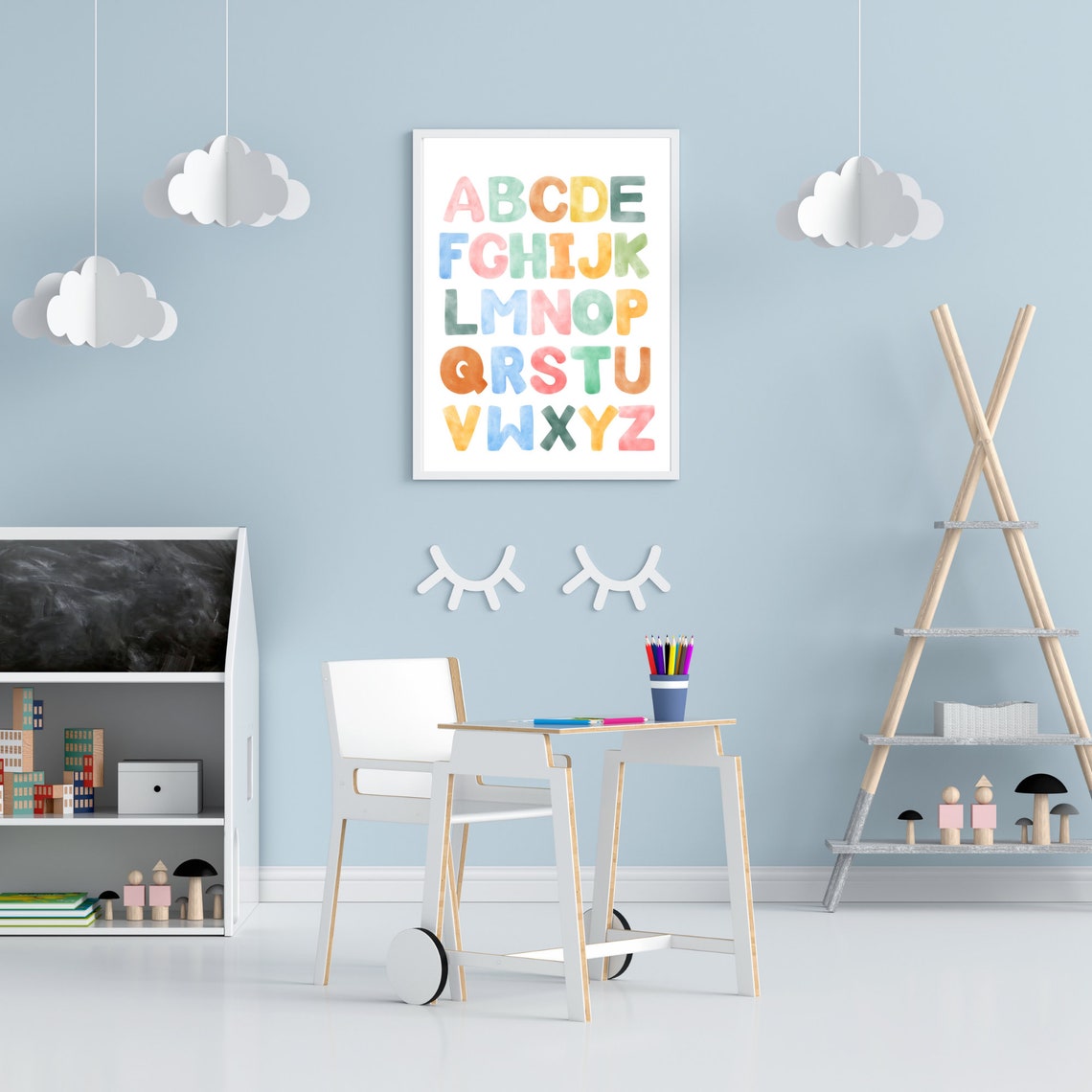 Watercolor Alphabets Poster,alphabet Printable Poster, Toddler Room ...