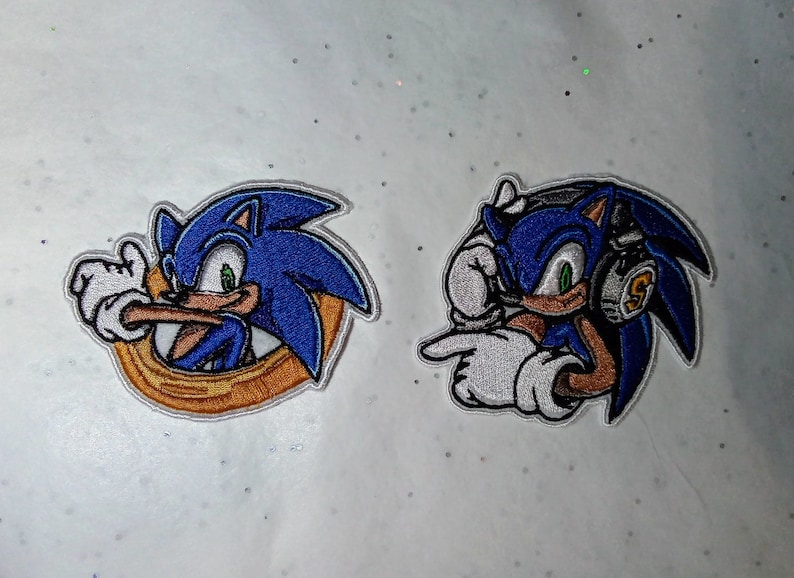 Sonic Ring, Sonic Helmet, Embroidered Iron-on Patches, 2 Designs to ...