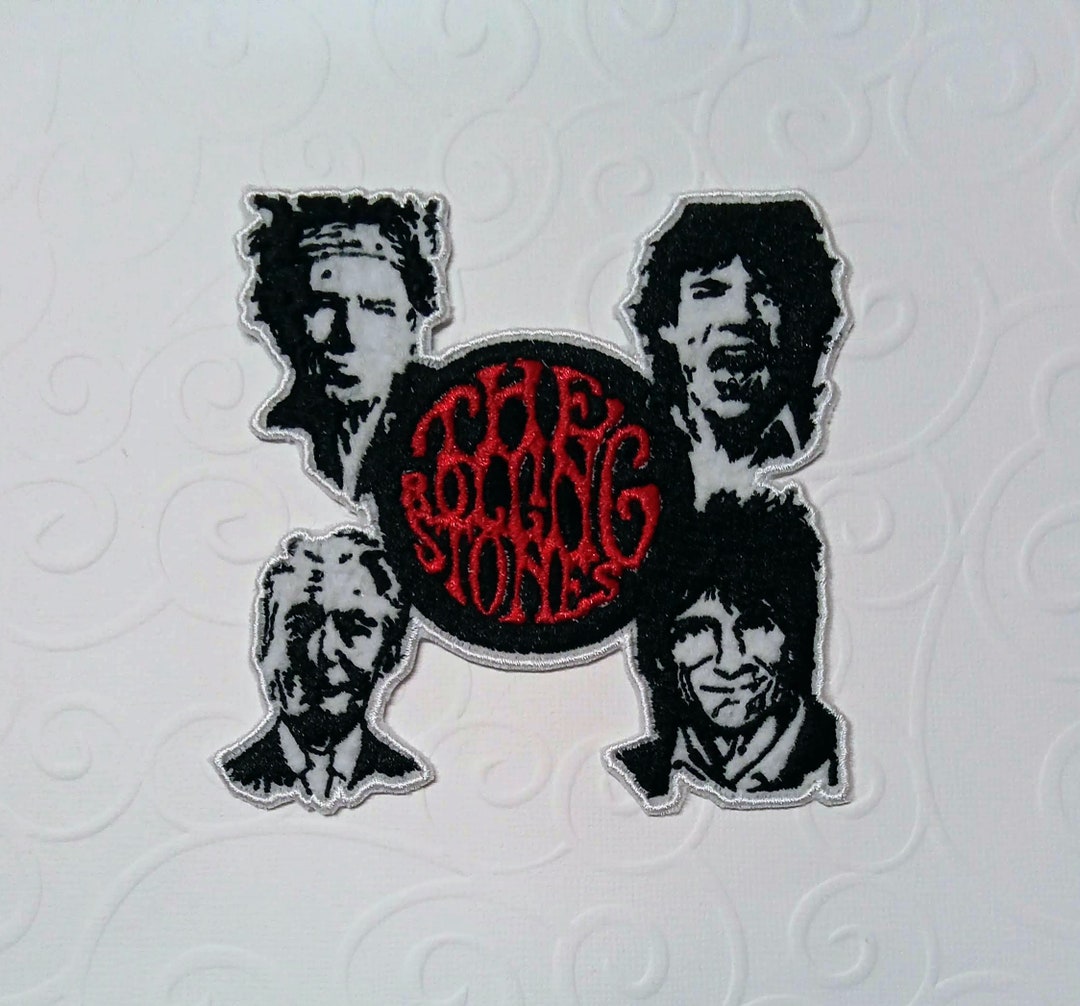 Embroidered Iron-on Patch, Rolling Stones, Faces, Record 10 Cm X 10 Cm ...