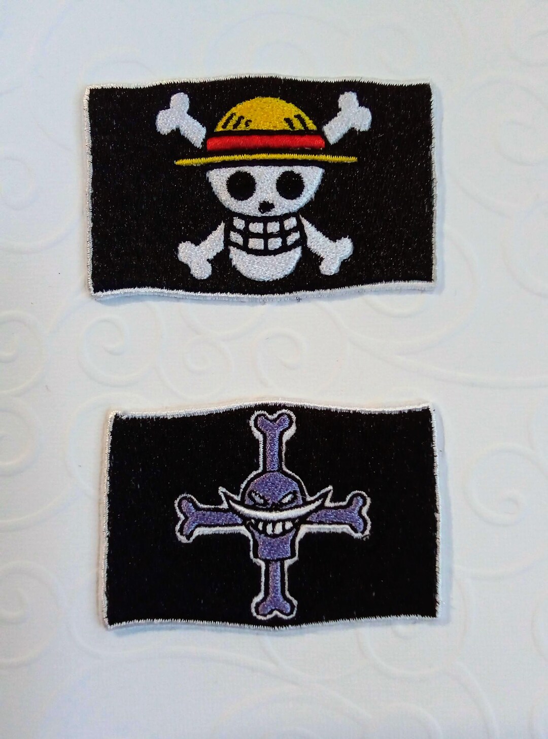 Embroidered Iron-on Patches, Pirate Flag, White Beard, Yellow Hat. 2 ...