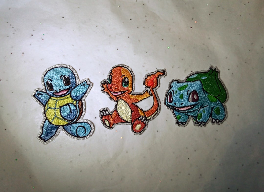 Pokemon Embroidered Iron-on Patches, Charmander/ Bulbizar/ Squirtle. - Etsy