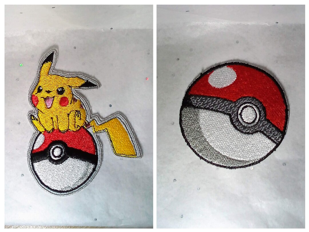 Pikachu and Pokeball, Embroidered Iron-on Patches - Etsy