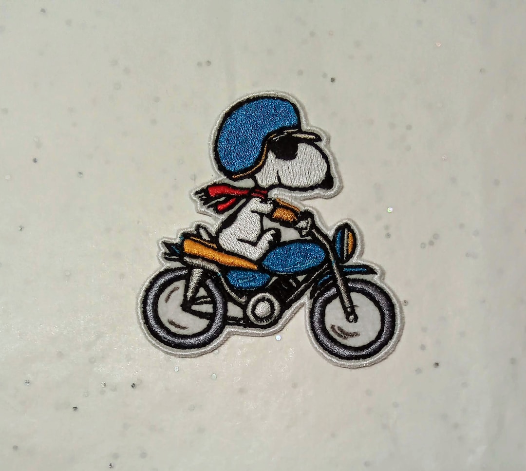 Snoopy Motorcycle, Cycle, Embroidered Iron-on Patch 8.5 Cm X 8.5 Cm ...