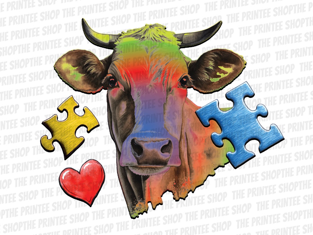 Puzzle Cow Autism Awareness PNG Autism Sublimation - Etsy