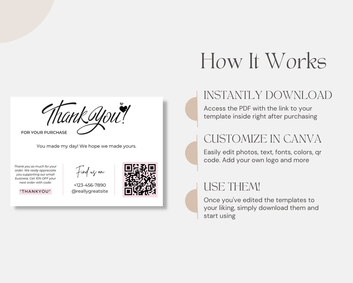 Business Thank You Card| Editable QR Code |thank You Card Template ...