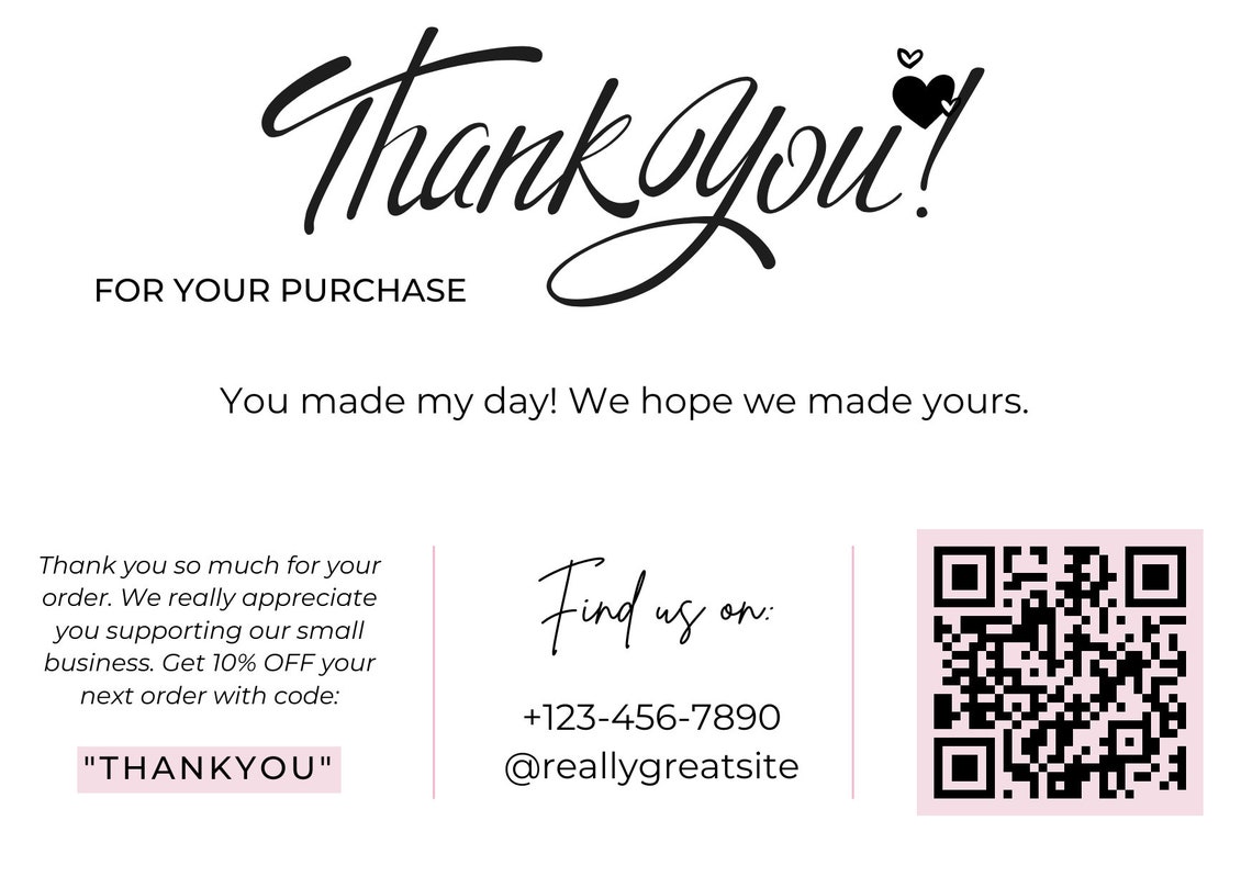 Business Thank You Card| Editable QR Code |thank You Card Template ...