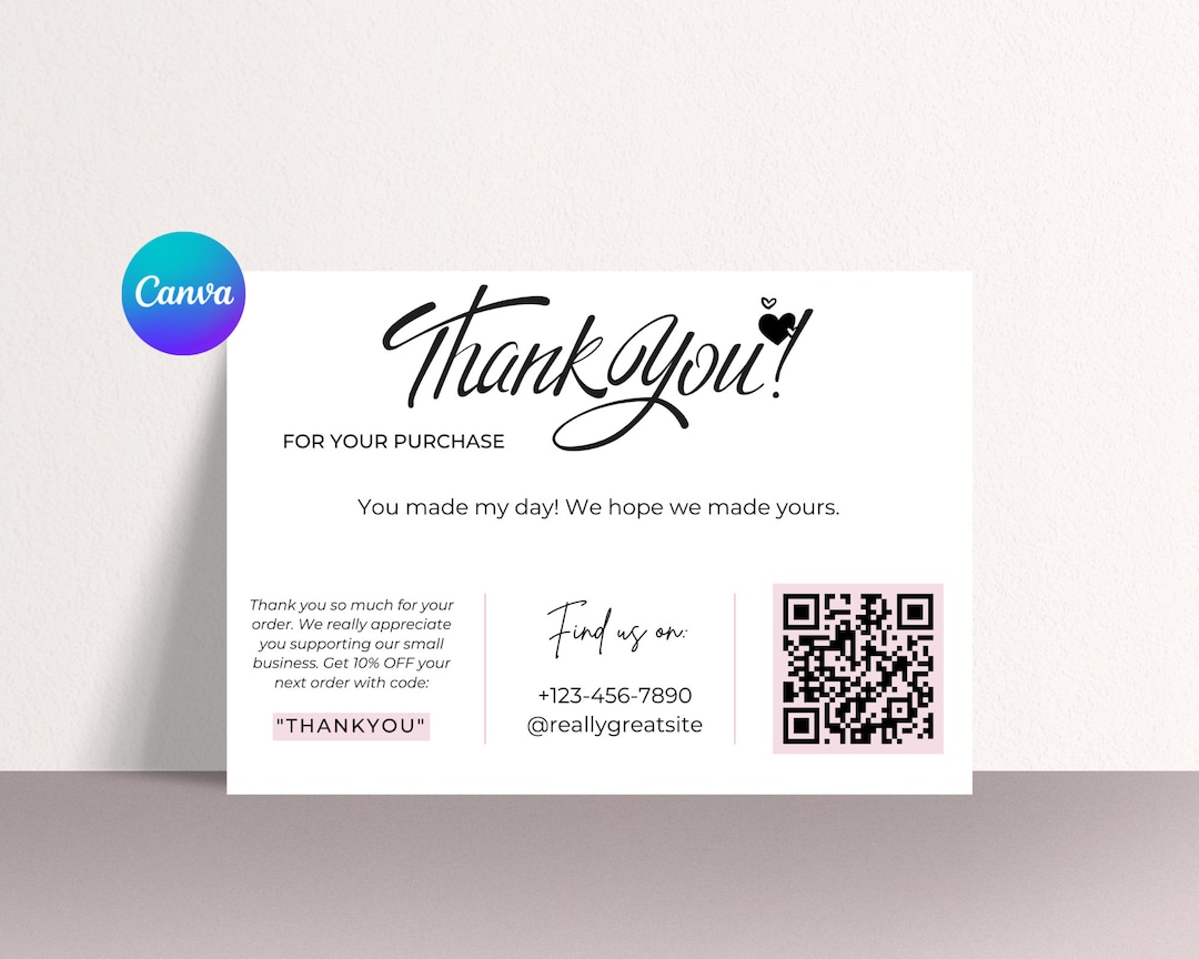 Business Thank You Card| Editable QR Code |thank You Card Template ...