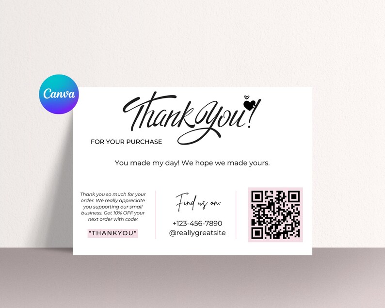 Business Thank You Card| Editable QR Code |thank You Card Template ...