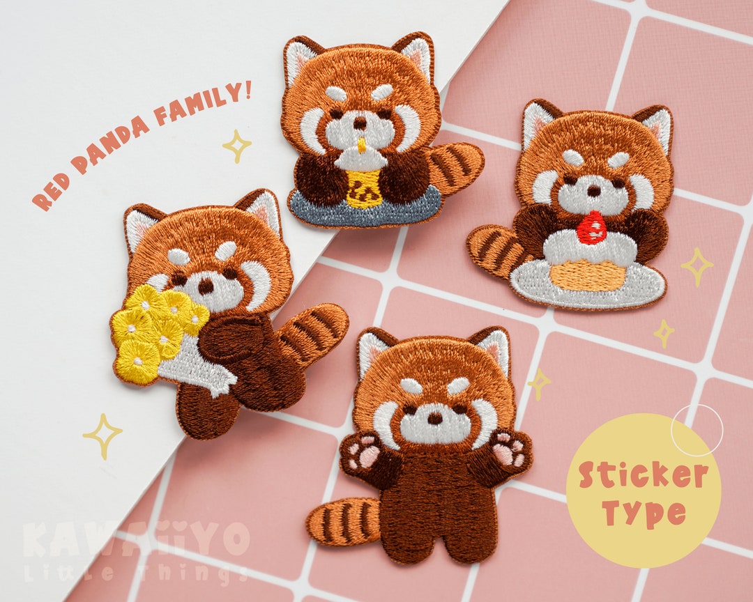 Redpanda Embroidered Patch Sticker/cute Embroidery/kawaii Embroidered Patches Sticker for ...