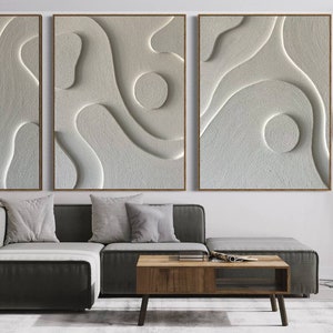 Set of 3 Abstract 3D Textured Wall Art, Boho Wall Art, Plaster Wall Art ...