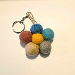 Needle Felted Flower Ball Keyring Flower Keychain Multicolour Flower ...