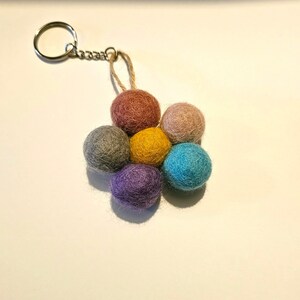 Needle Felted Flower Ball Keyring Flower Keychain Multicolour Flower ...