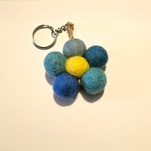 Needle Felted Flower Ball Keyring Flower Keychain Multicolour Flower ...
