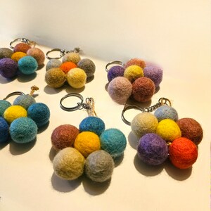 Needle Felted Flower Ball Keyring Flower Keychain Multicolour Flower ...