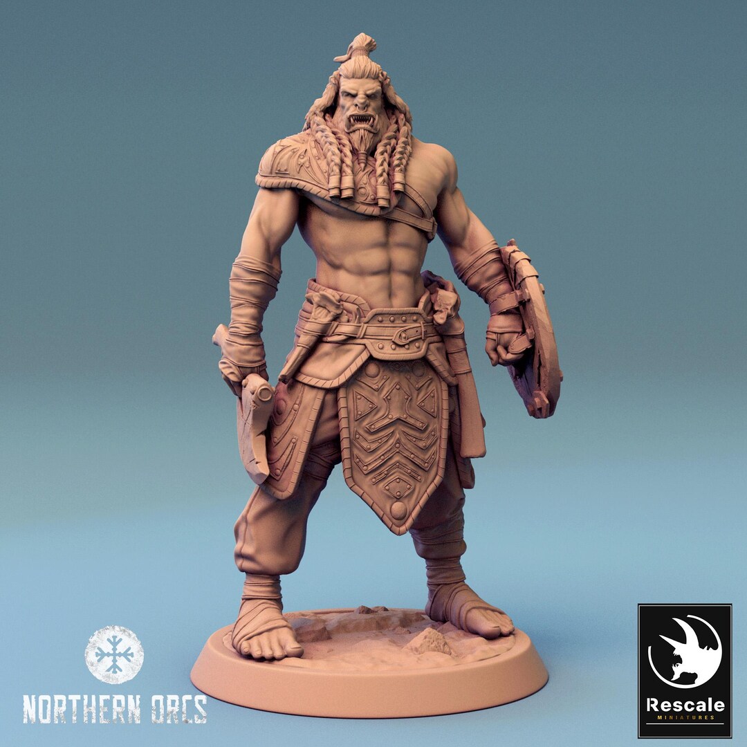 D&D Orc Barbarian With Axe Fighter Rescale Miniatures - Etsy