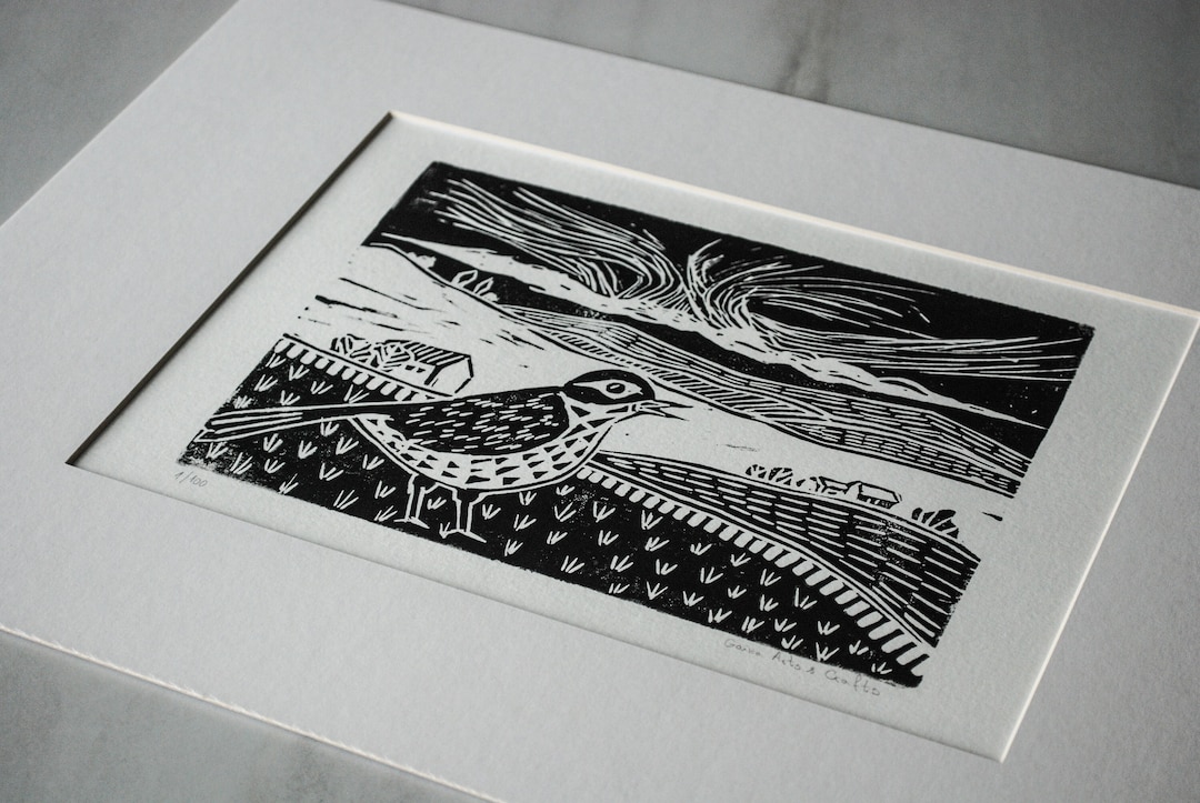 Bird Linocut, Bird Linocut, Lino Prints, Linocut Prints, Illustration ...
