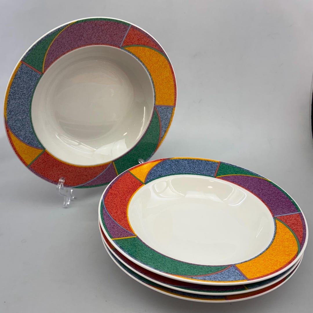 Vintage Misono Rhythm Pasta Bowls: 1980s Geometric Dinnerware, Set of 4 ...