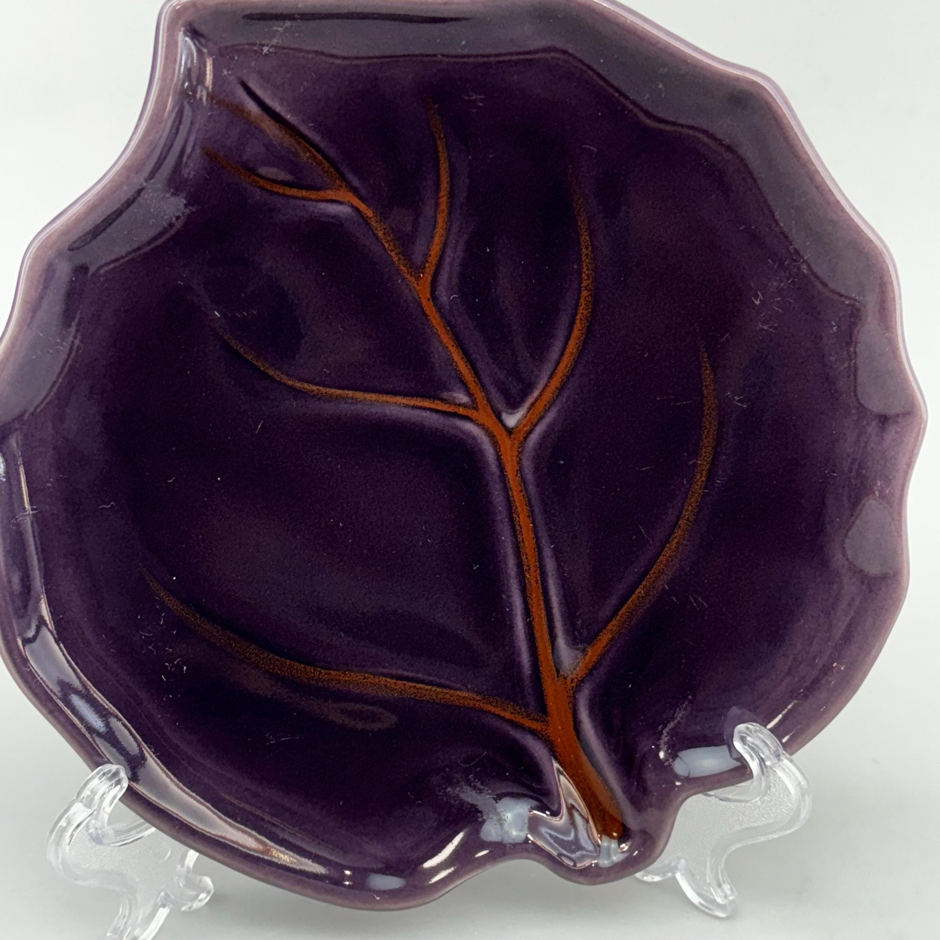 Handcrafted Pottery Barn Autumn Leaf Purple Appetizer Plates Set of 4 ...