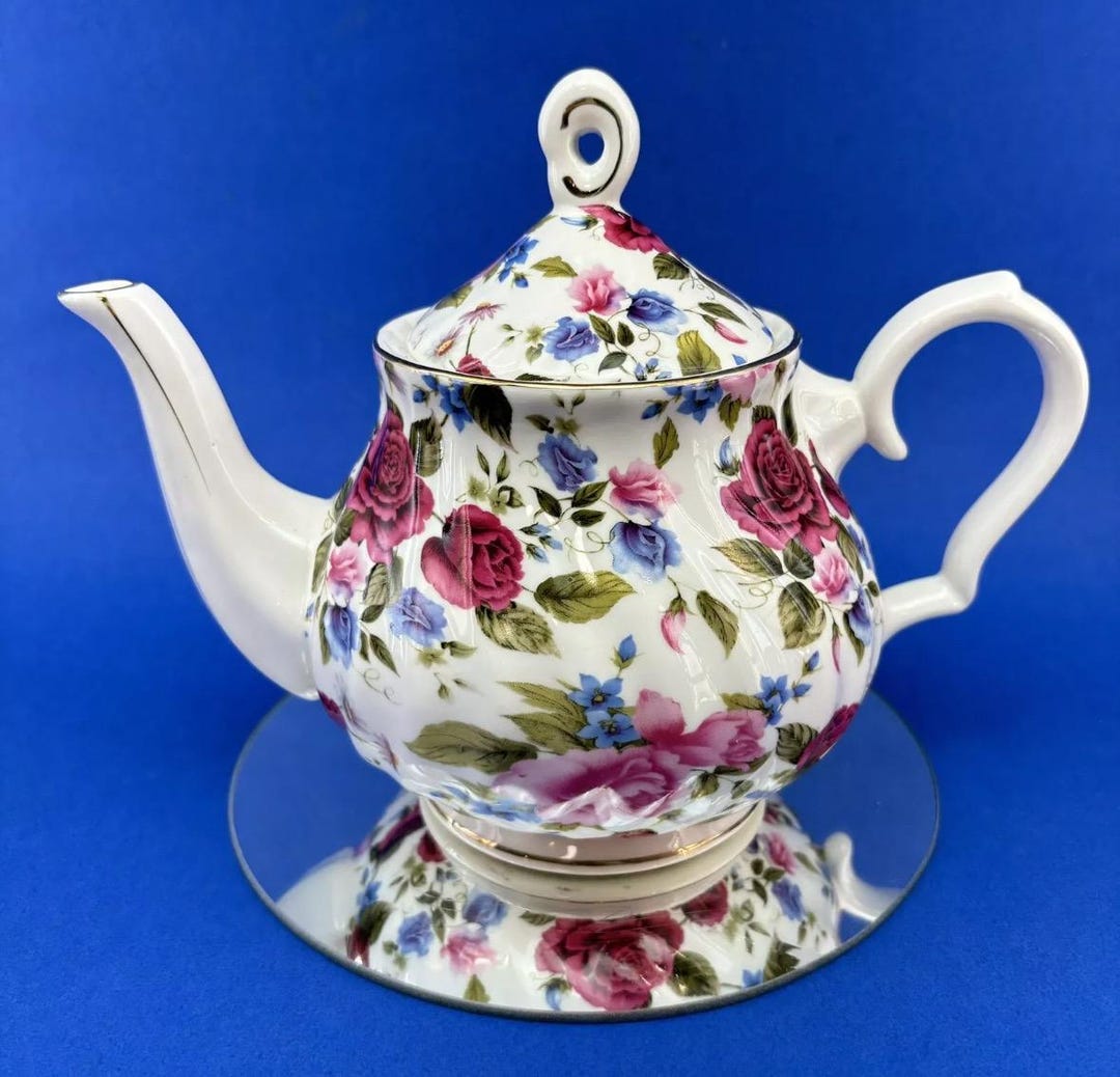 Grace’s Teaware Rose Floral Medium Teapot Tea Mint Porcelain Ceramic - Etsy