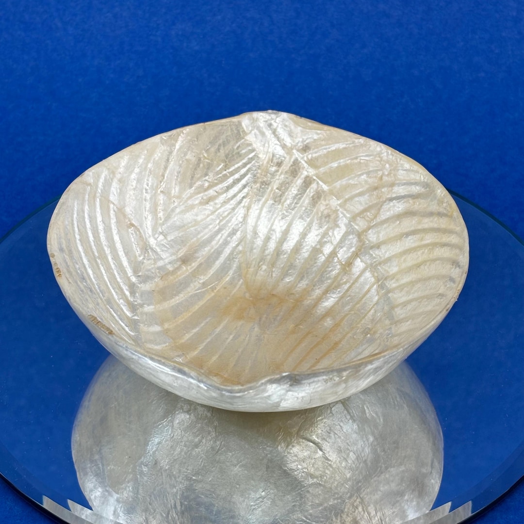 Leaf Shaped Capiz Shell Oval Bowl 5” Ring Dish, Trinket Dish, Vanity ...