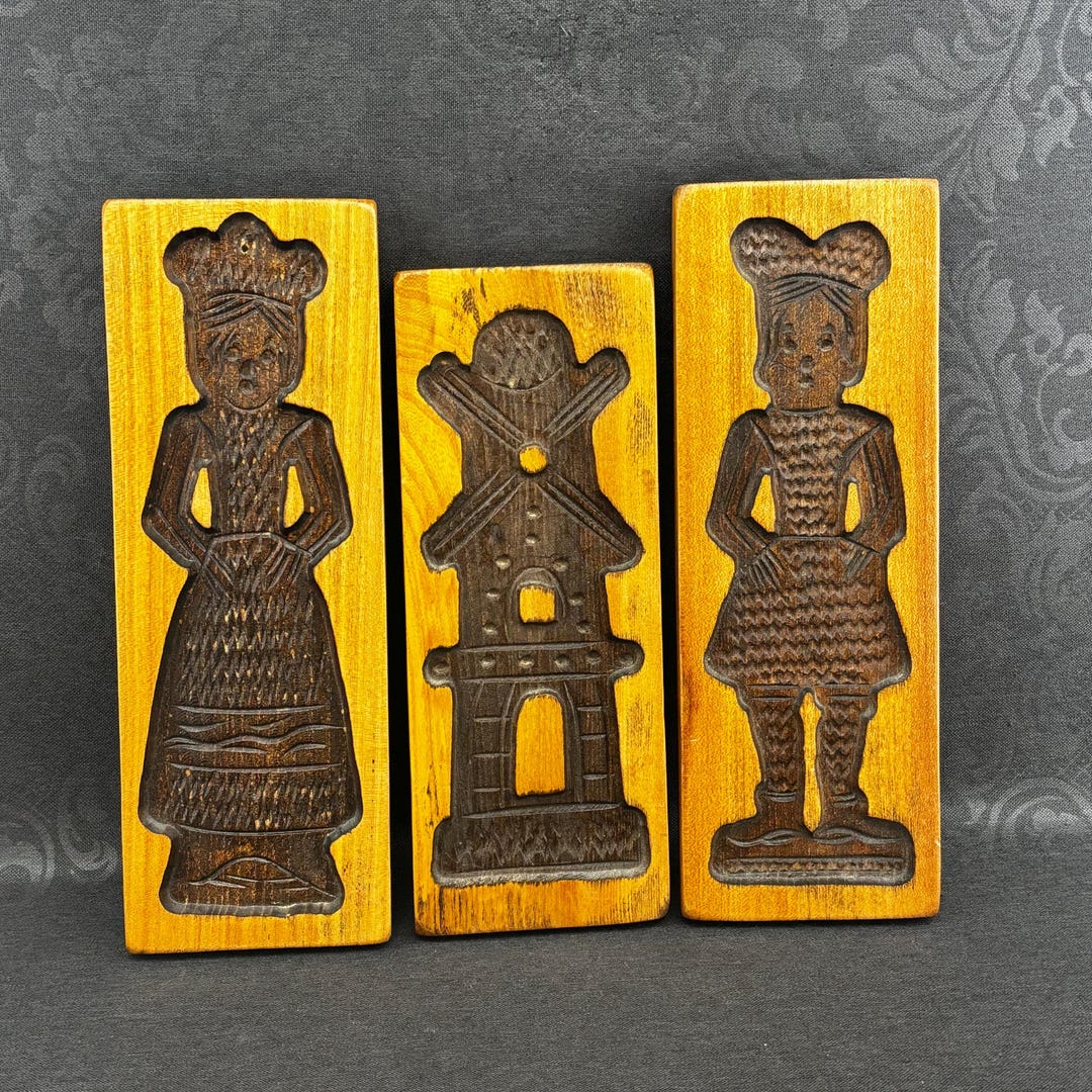 Vintage Hand-carved Dutch Cookie Molds: Folk Figures & Windmill - Etsy