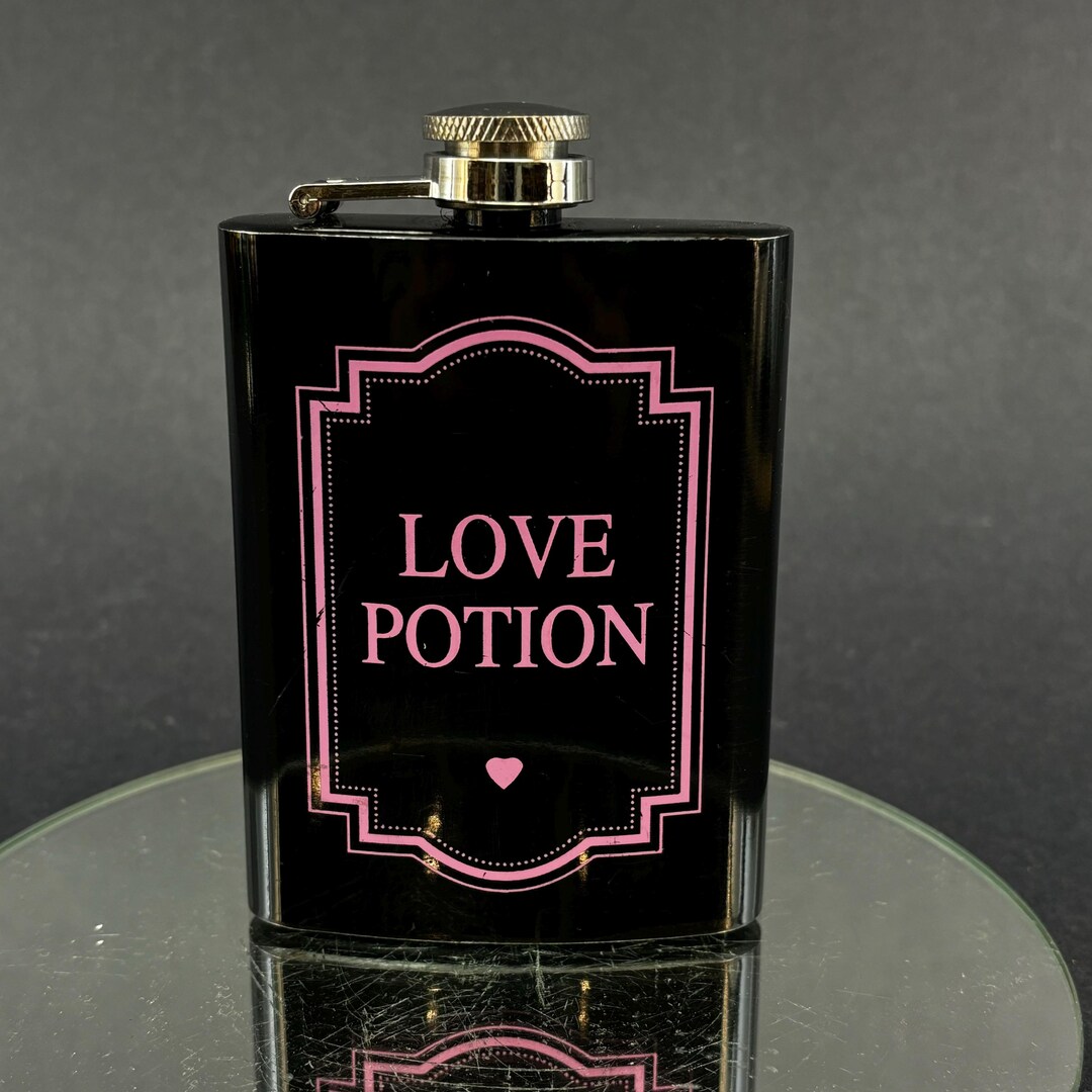 Black Flask Love Potion Vinyl Wrapped Stainless Steel 8oz - Etsy