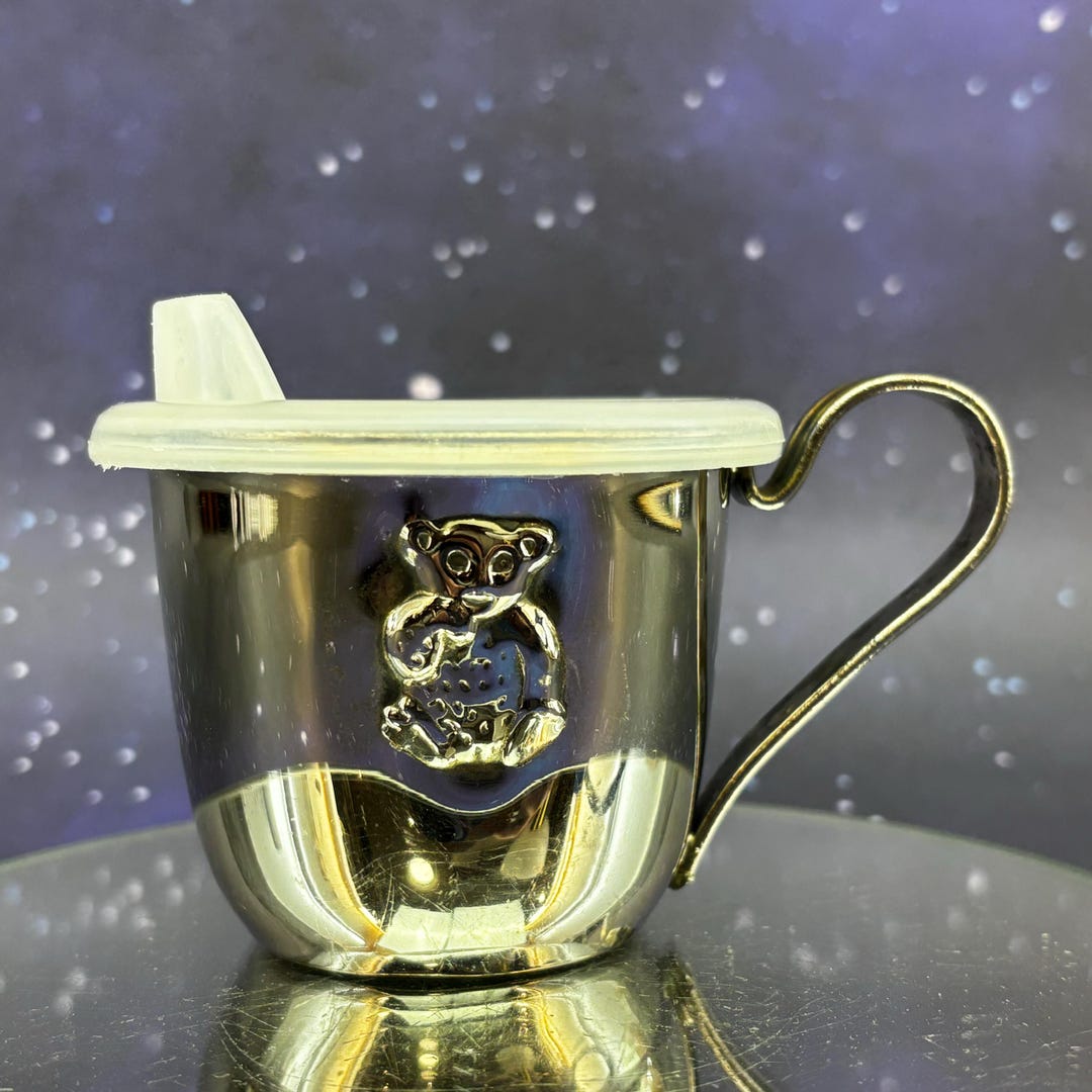 Vintage Silver Plated Bear Cup With Lid, Collectible Fancy Baby Sippy ...