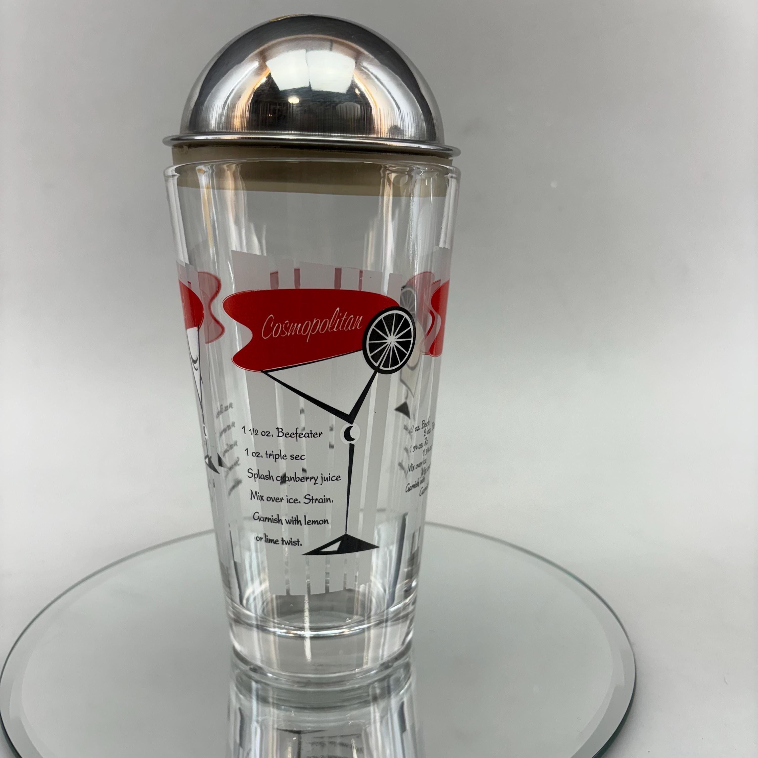 MCM Cocktail Shaker, Art Deco Graphics Recipe Cocktail Shaker ...