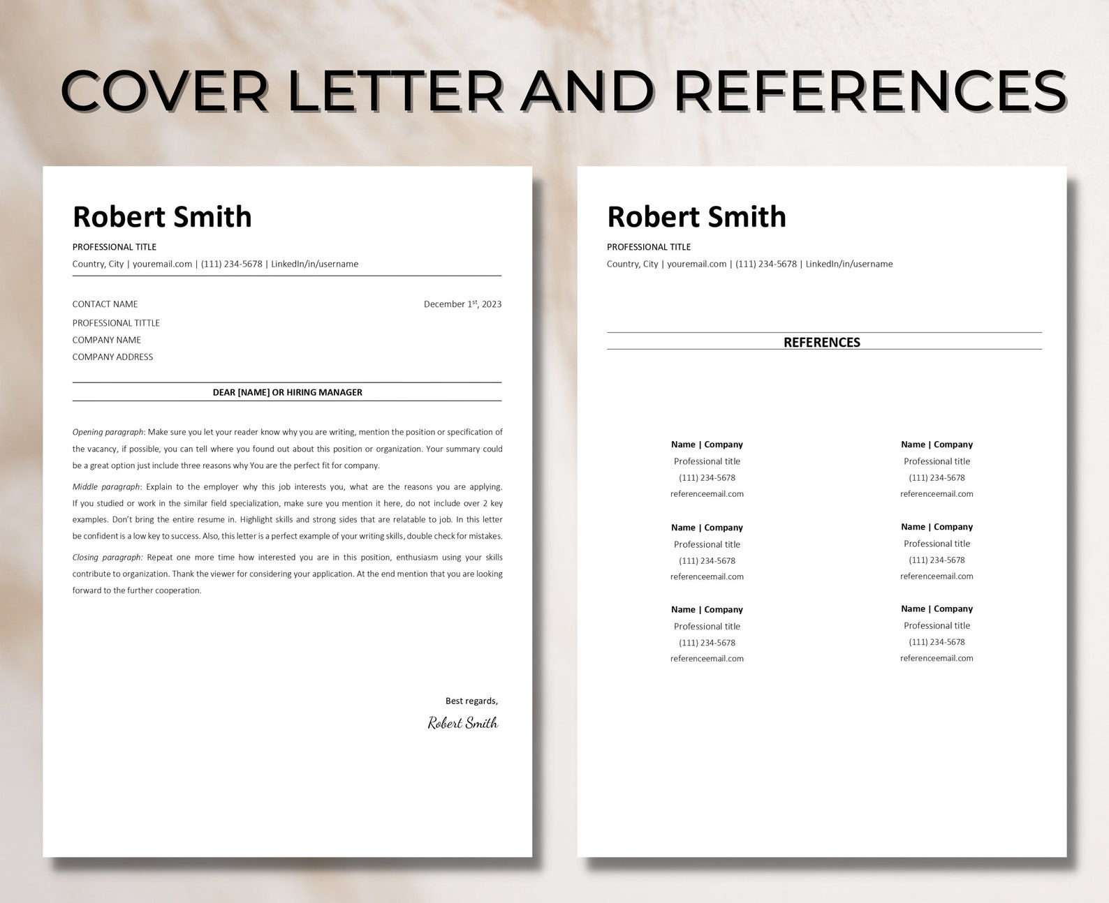 ATS Friendly Resume Template for Microsoft Word Modern Resume ...