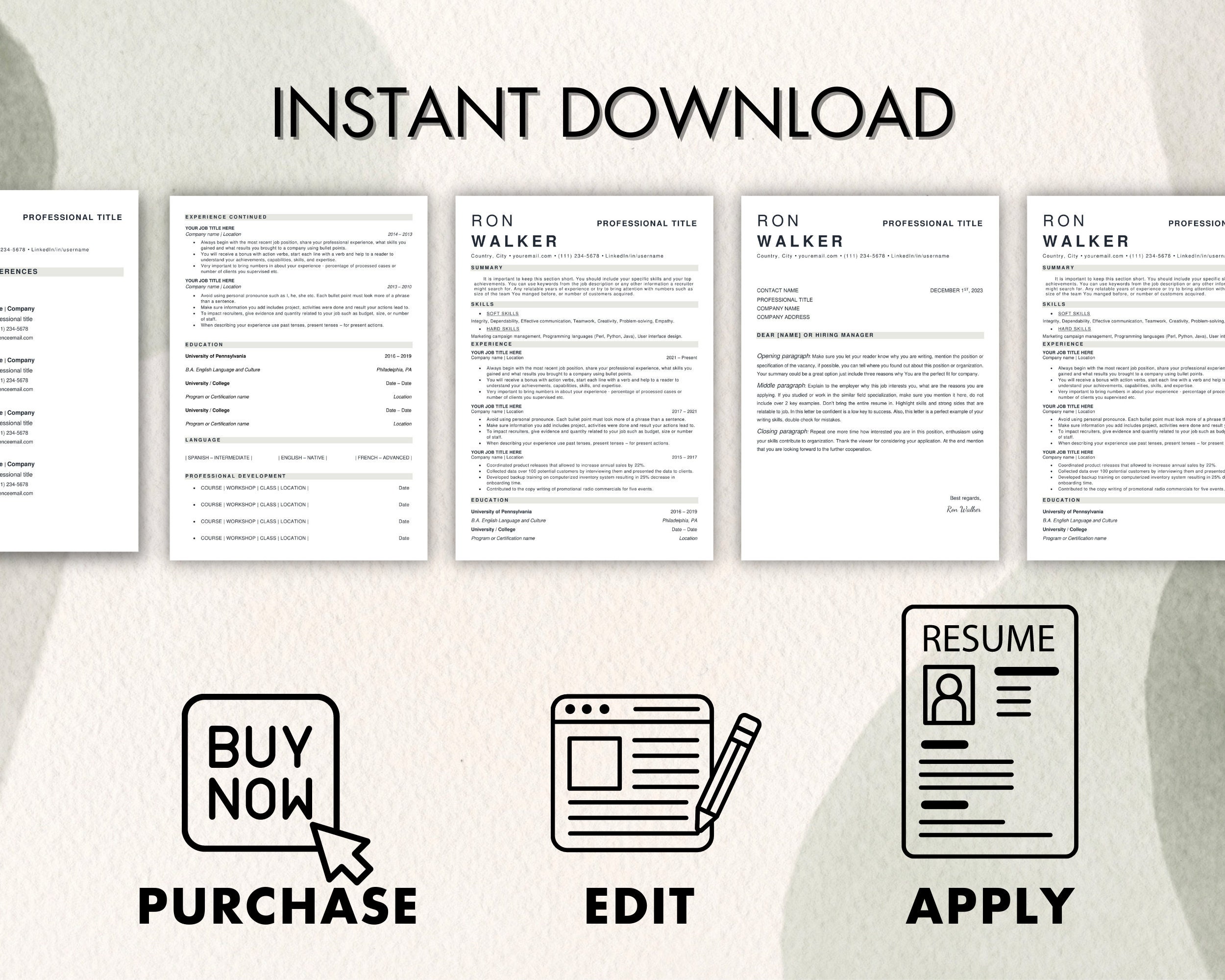 2024 ATS Friendly Resume Template Microsoft Word & Google Docs Resume ...