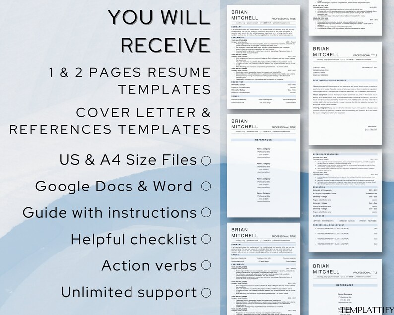 2024 ATS Friendly Resume Template Microsoft Word & Google Docs Resume ...