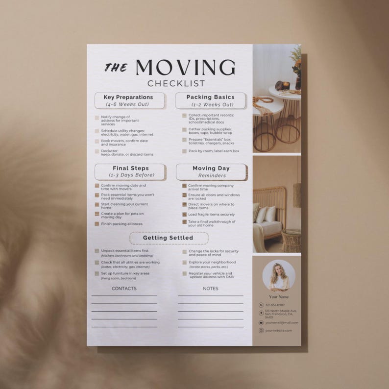 Editable Moving Checklist Template Real Estate Agents Canva | Printable ...