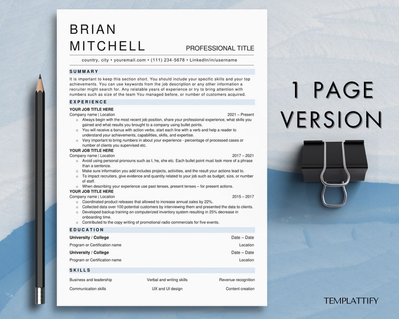 2024 ATS Friendly Resume Template Microsoft Word & Google Docs Resume ...