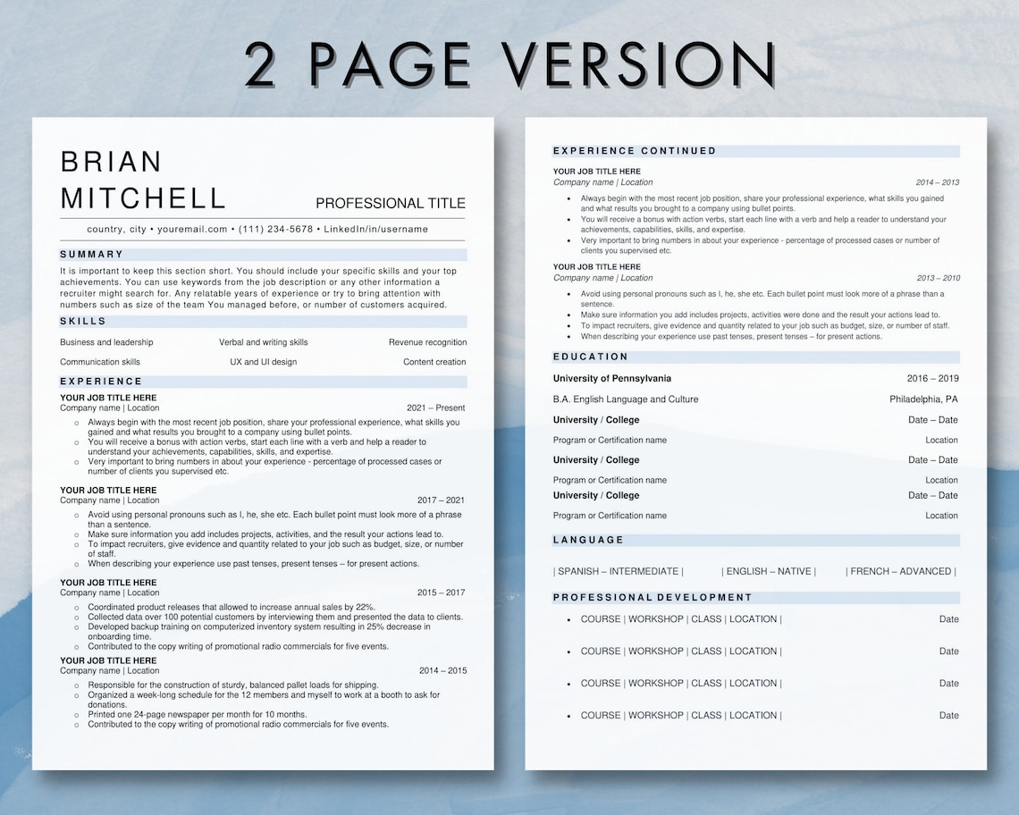 2024 ATS Friendly Resume Template Microsoft Word & Google Docs Resume ...