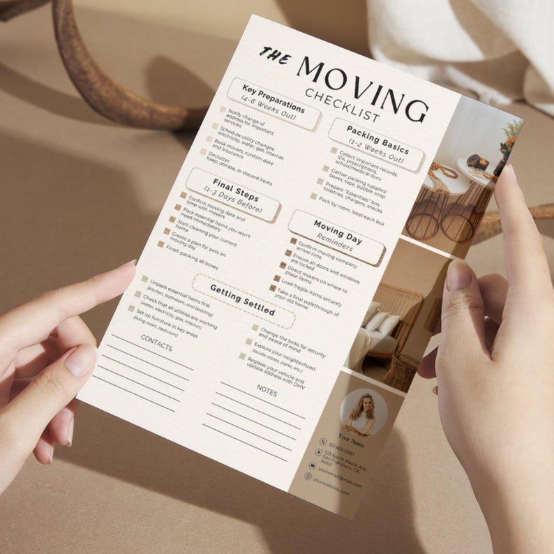 Editable Moving Checklist Template Real Estate Agents Canva | Printable ...