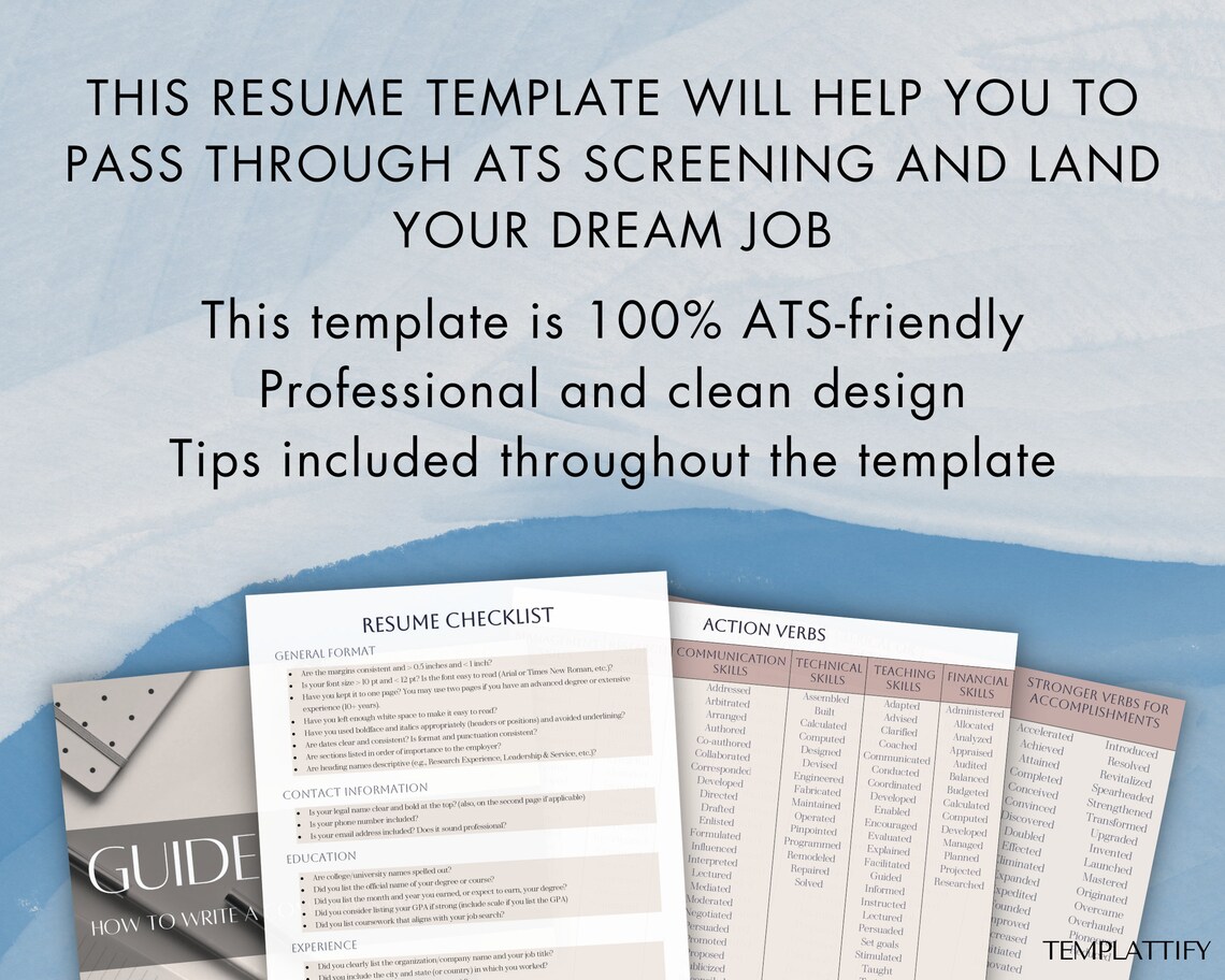 2024 ATS Friendly Resume Template Microsoft Word & Google Docs Resume ...