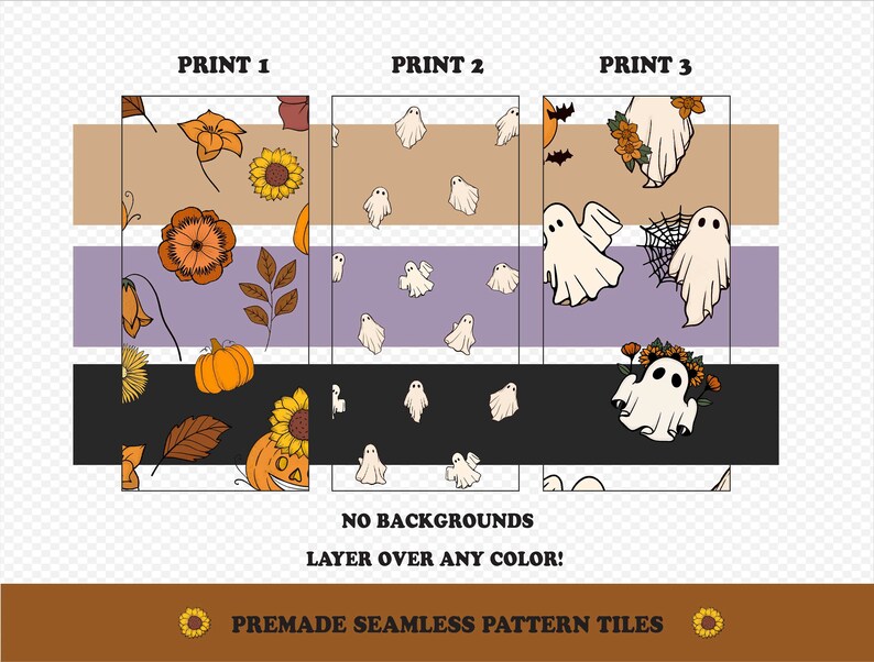 BOHO Halloween Ghost Clipart, PNGS, No Background, Digital Stickers ...