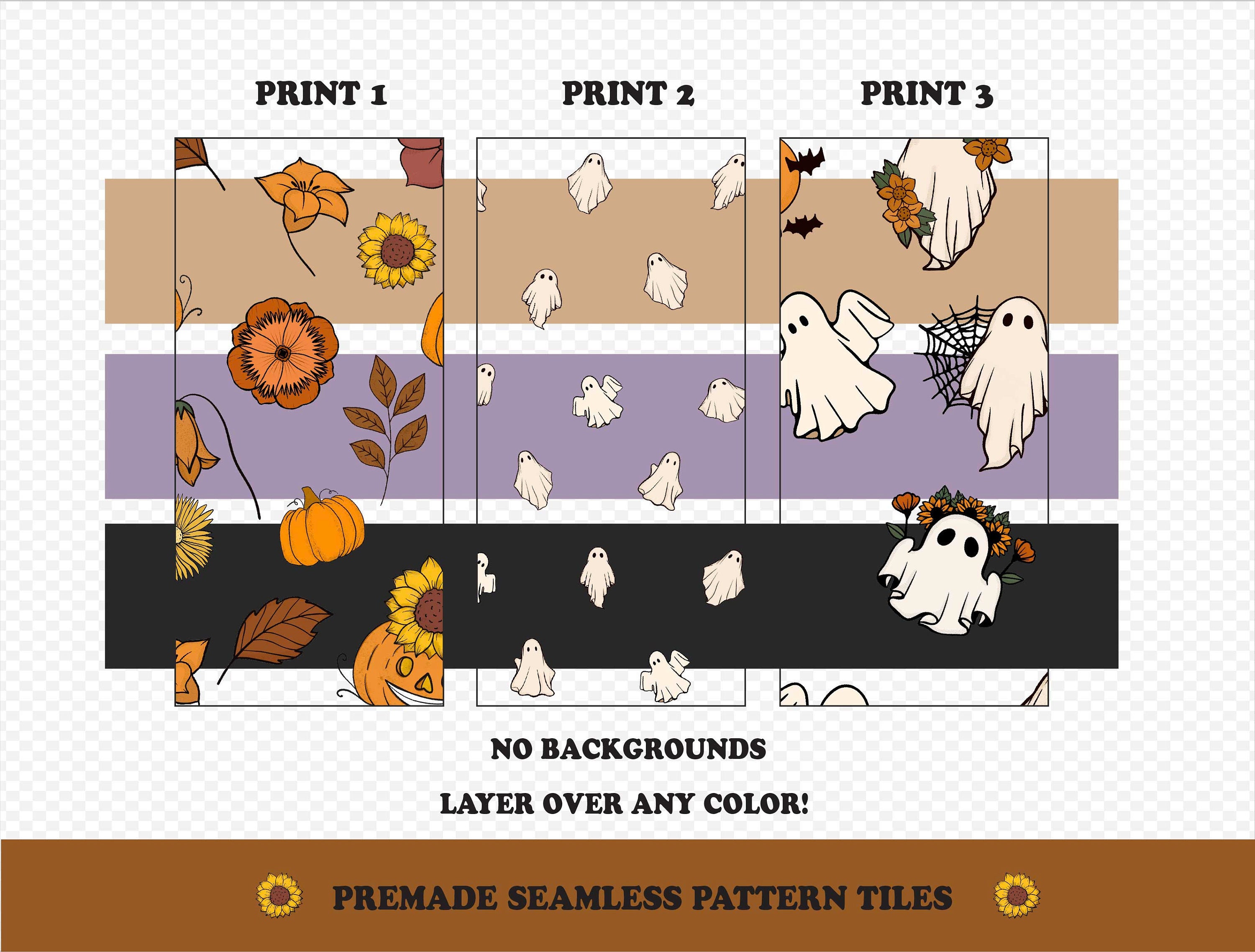 BOHO Halloween Ghost Clipart, PNGS, No Background, Digital Stickers ...