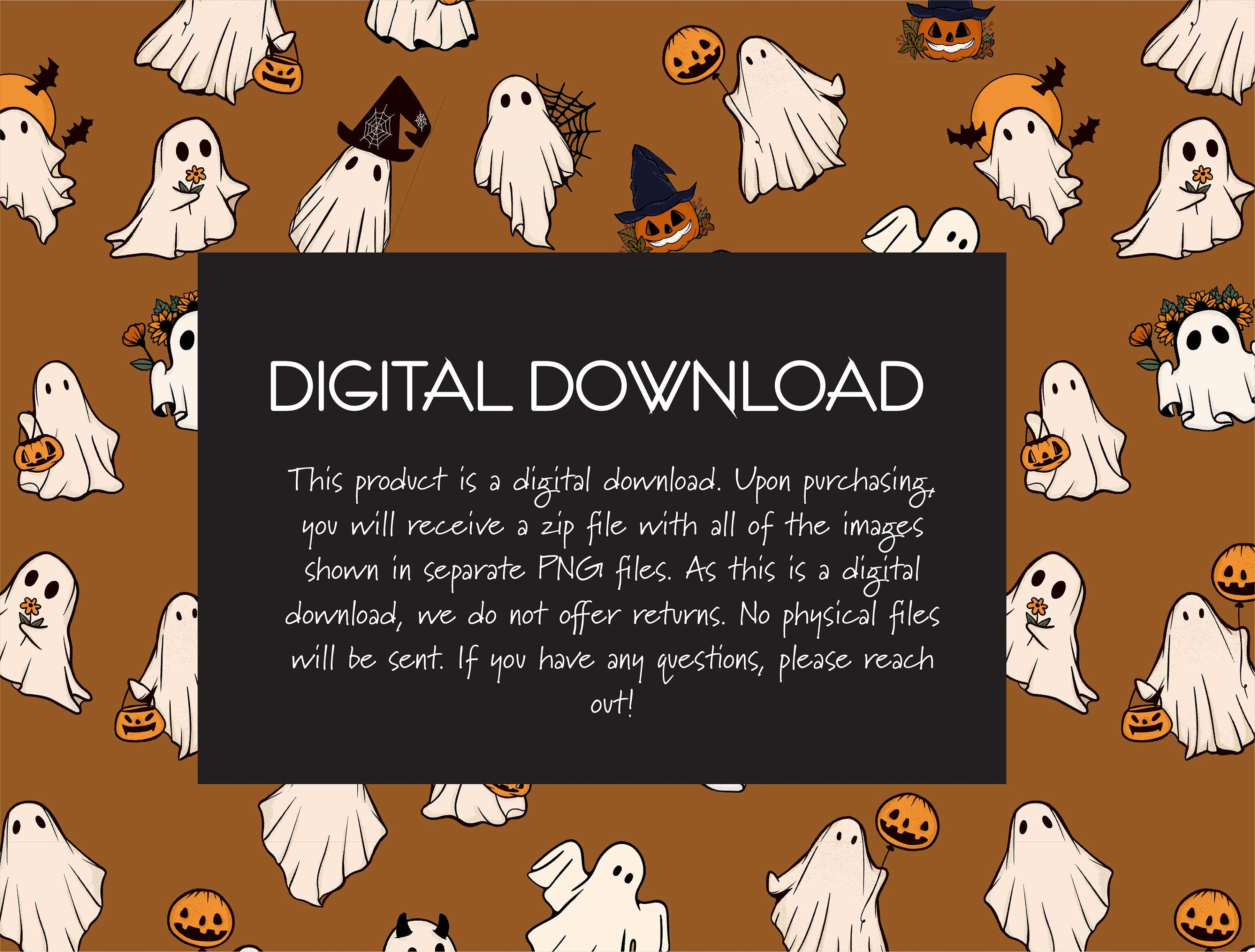 BOHO Halloween Ghost Clipart, PNGS, No Background, Digital Stickers ...