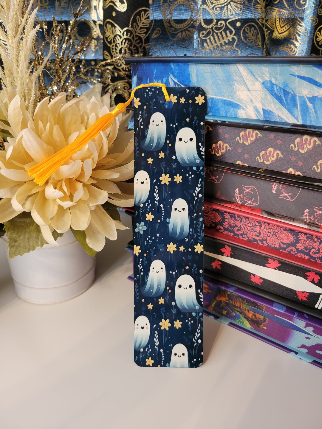 Ghosties and Flowers Metal Bookmark - Etsy