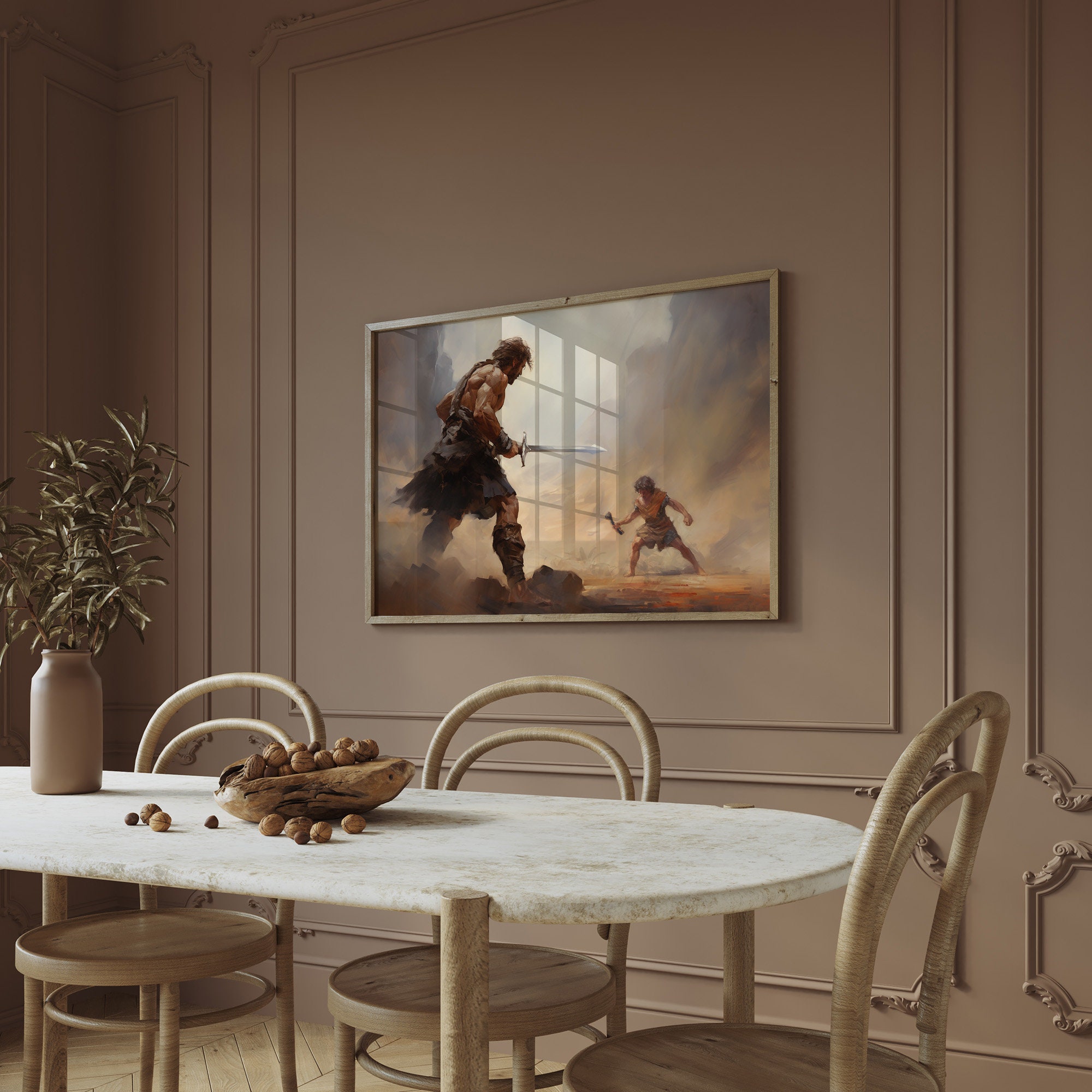 David and Goliath Print, Christian Poster, Jesus Art, Hem of Robe ...