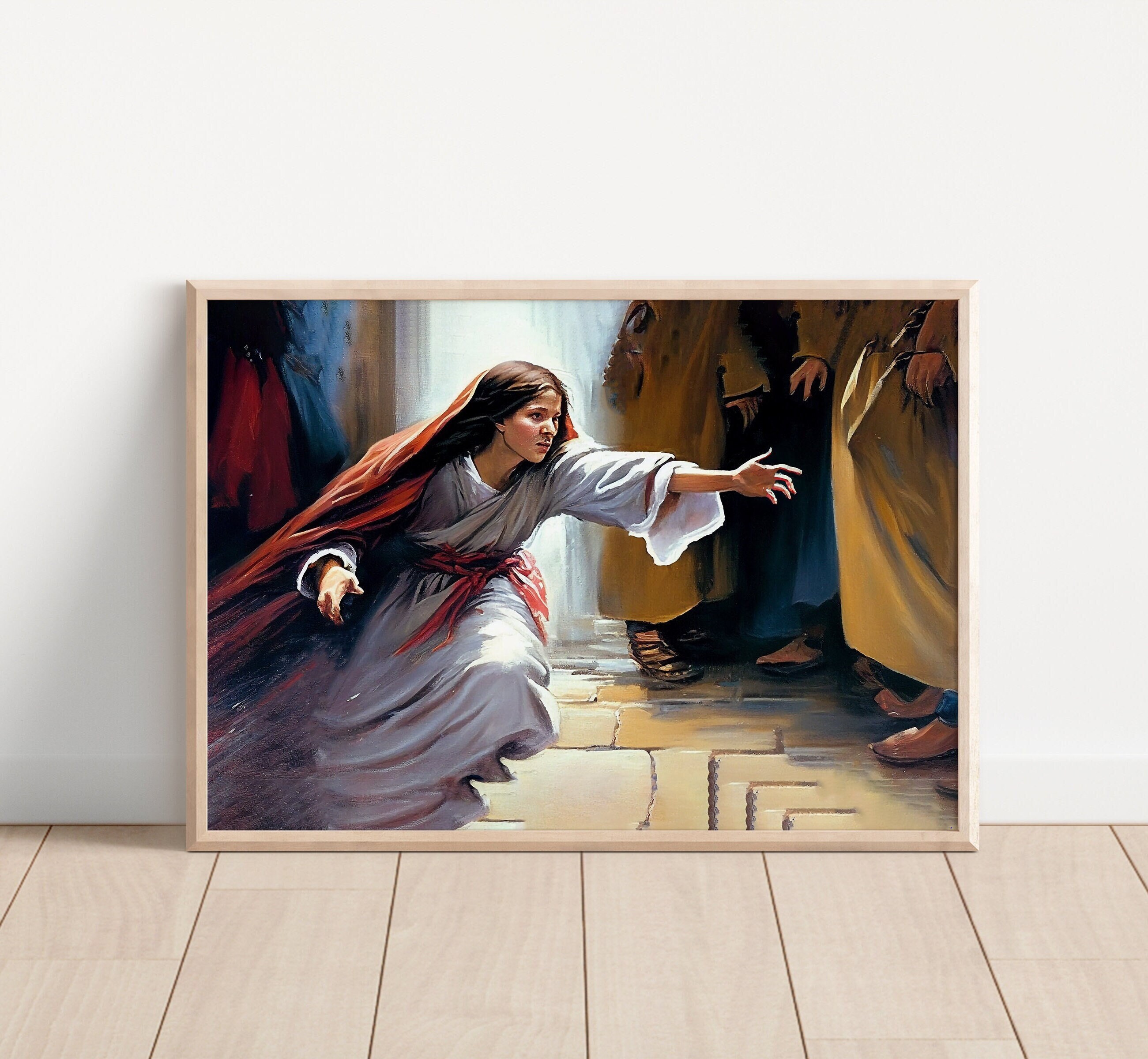 Jesus Heals Woman Digital Print, Fringe of Jesus Garment, Jesus Art ...