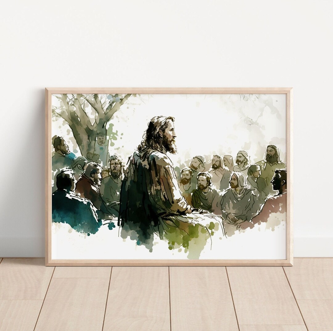 Jesus Sermon on the Mount Christ Portrait, Jesus Watercolor Print ...